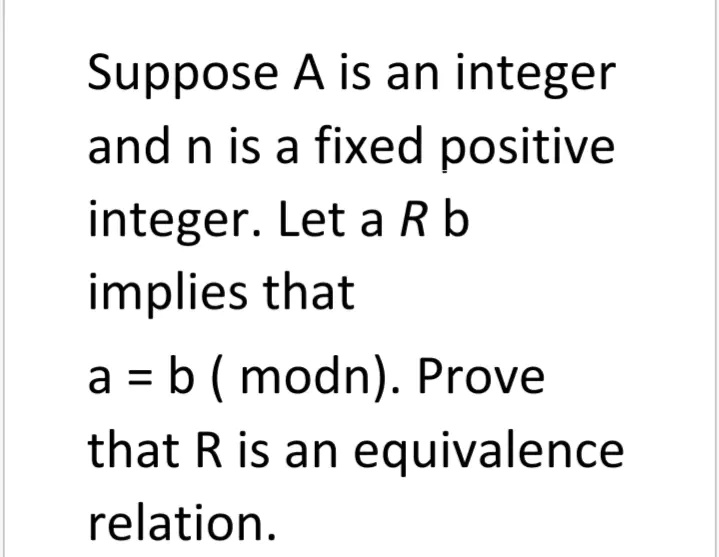 Solved Suppose A Is An Integer And N Is A Fixed Positive Integer Let 9167