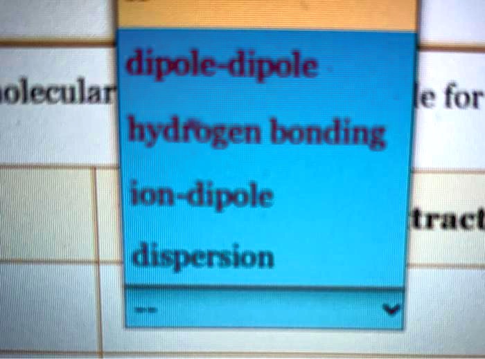 SOLVED: Dipole-dipole molecular force for hydrogen bonding Hom-dipole ...