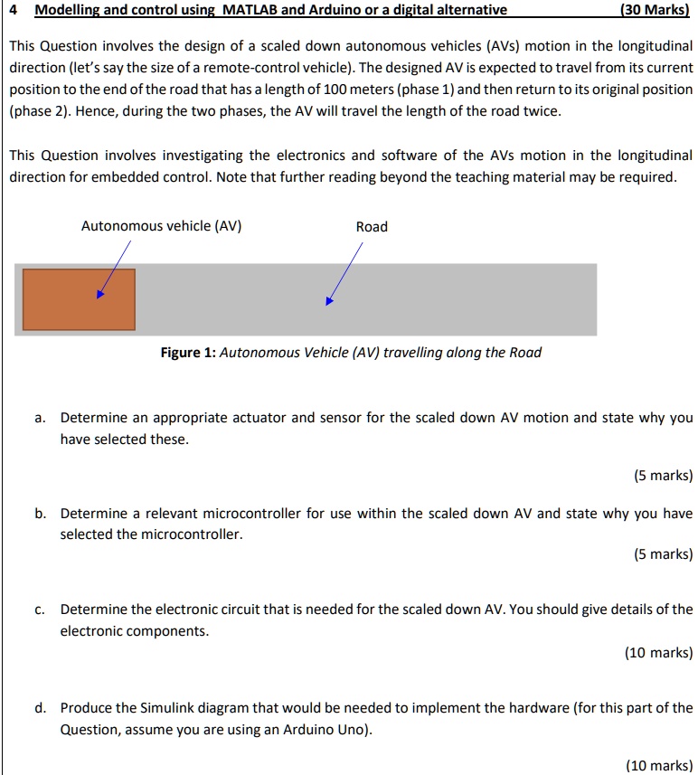 Solved Modelling And Control Using Matlab And Arduino Or A Digital