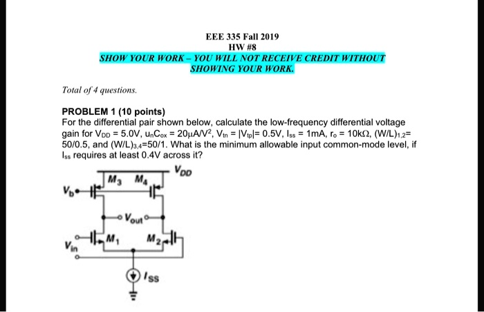 SOLVED: EEE335 Fall 2019 HW#8 SHOW YOUR WORK - YOU WILL NOT RECEIVE CREDIT WITHOUT SHOWING YOUR ...