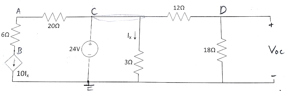 SOLVED: Find the Thevenin Equivalent circuit at the terminals indicated. Find Voc (voltage open ...