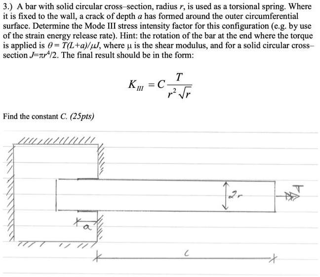 3.) A bar with solid circular cross-section, radius r, is used as a ...