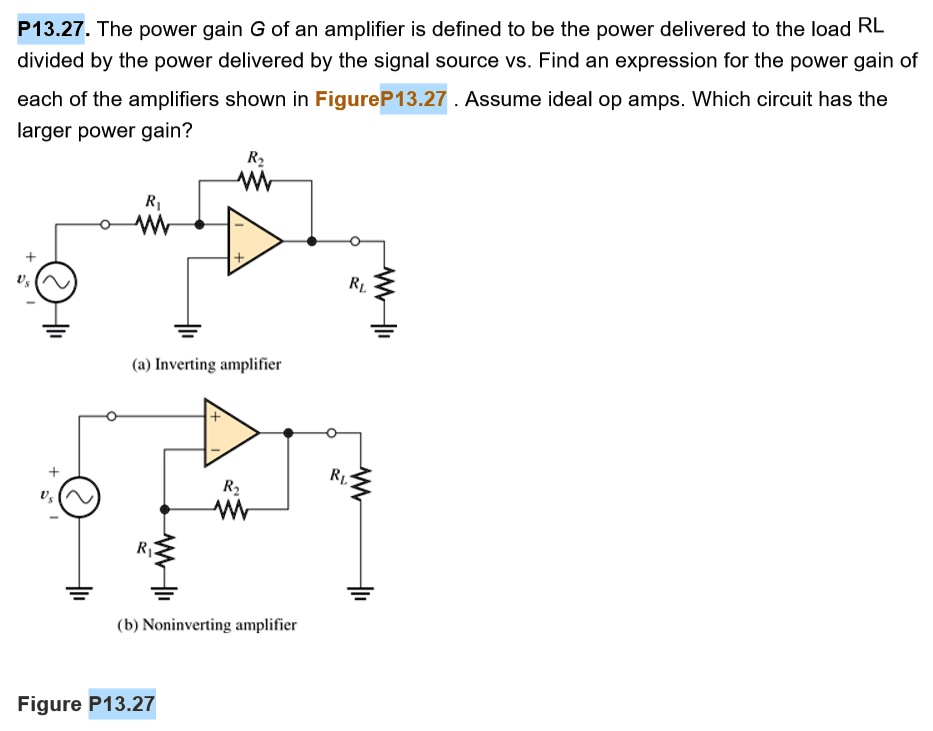 P13.27. The power gain G of an amplifier is defined to be the power ...