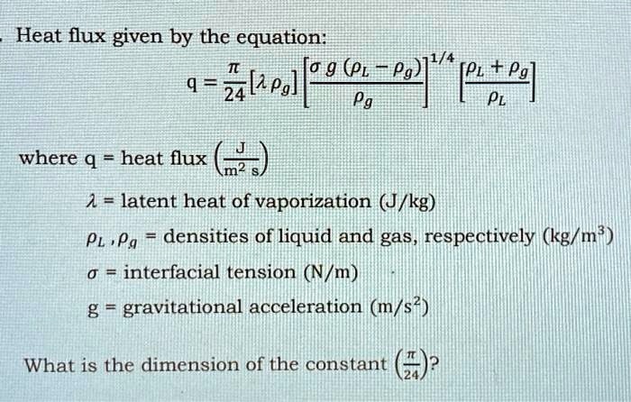 Heat flux given by the equation: q = (π)/(24) [λ] [ (σ g ( - ))/()]^1/4 ...