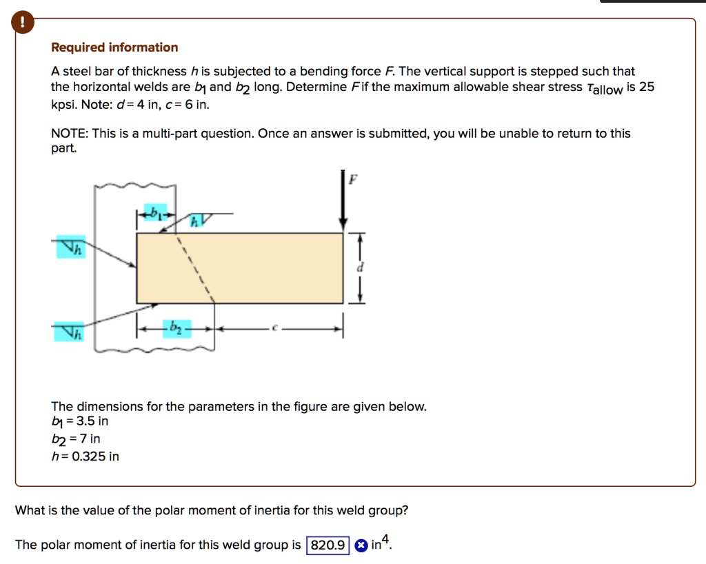 Required information A steel bar of thickness h is subjected to a ...
