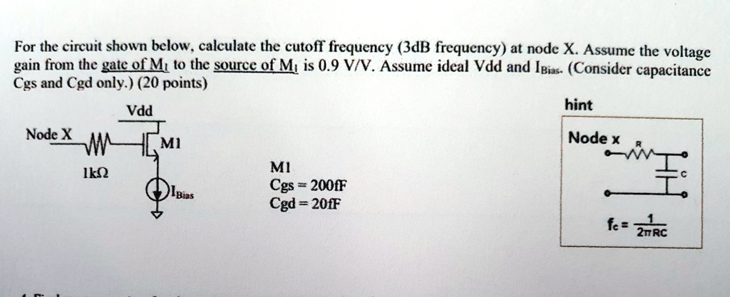 for the circuit shown below calculate the cutoff frequency 3db ...