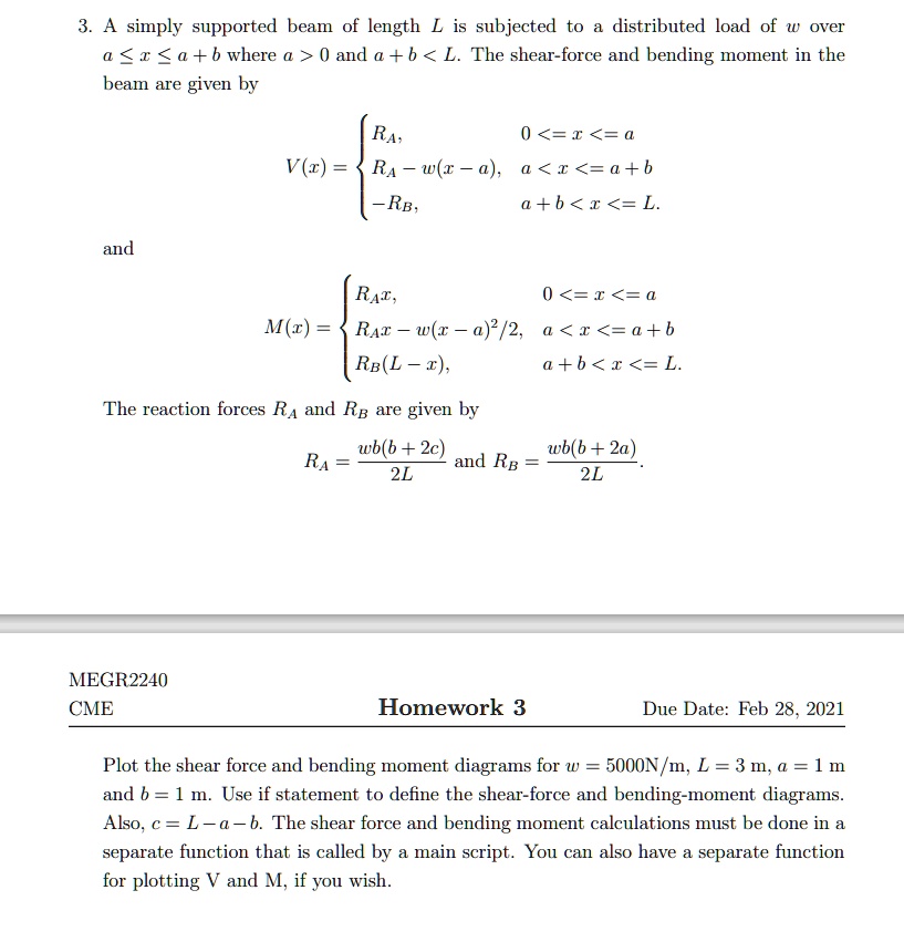 SOLVED: Please USE MATLAB 3. A simply supported beam of length L is ...