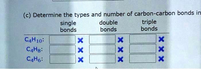 SOLVED: (c) Determine the types and number of carbon-carbon bonds in ...
