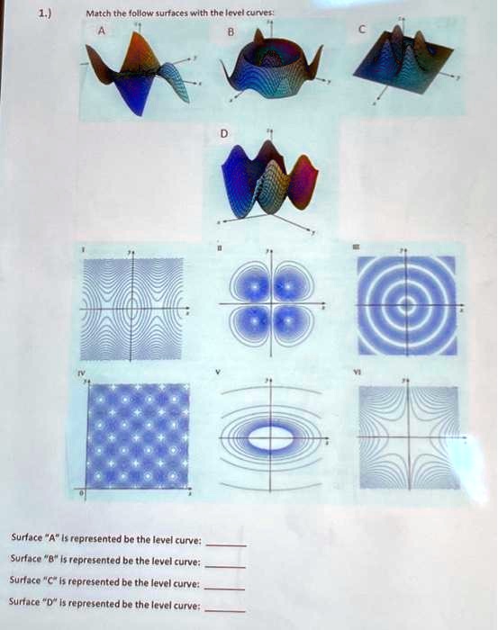 1.) Match the follow surfaces with the level curves: A B C D IV VI ...