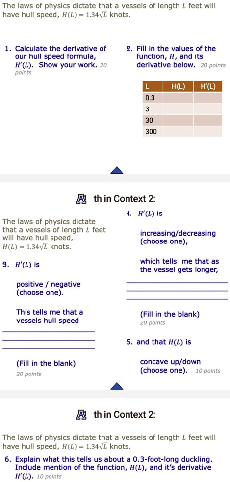 texts the laws of physics dictate that a vessel of length l feet will ...
