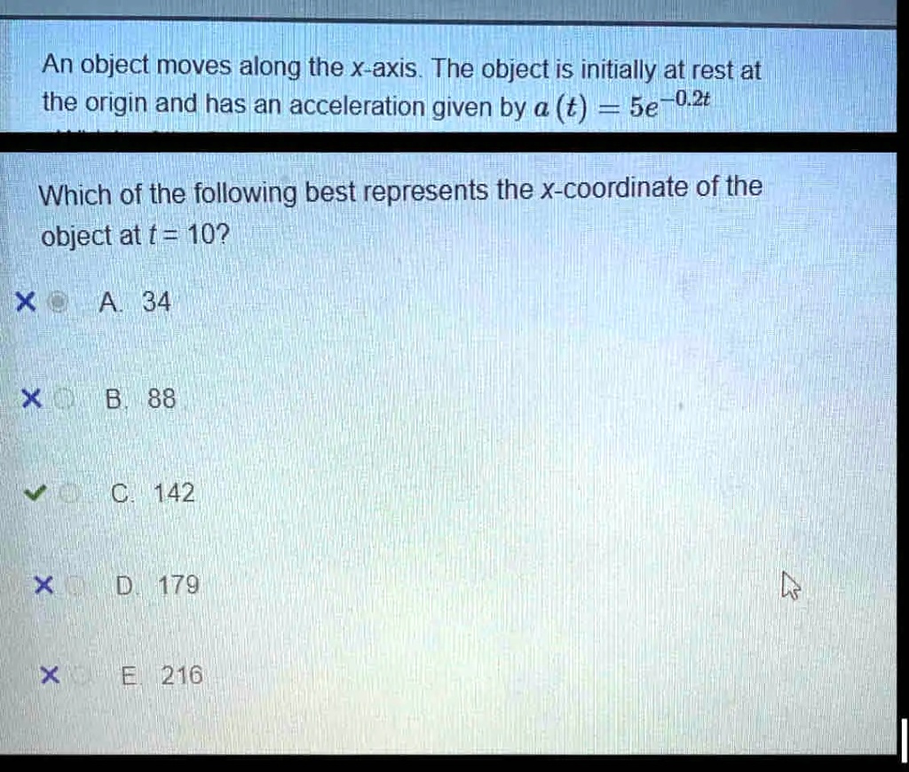 SOLVED: An object moves along the X-axis. The object is initially at rest at the origin and has ...