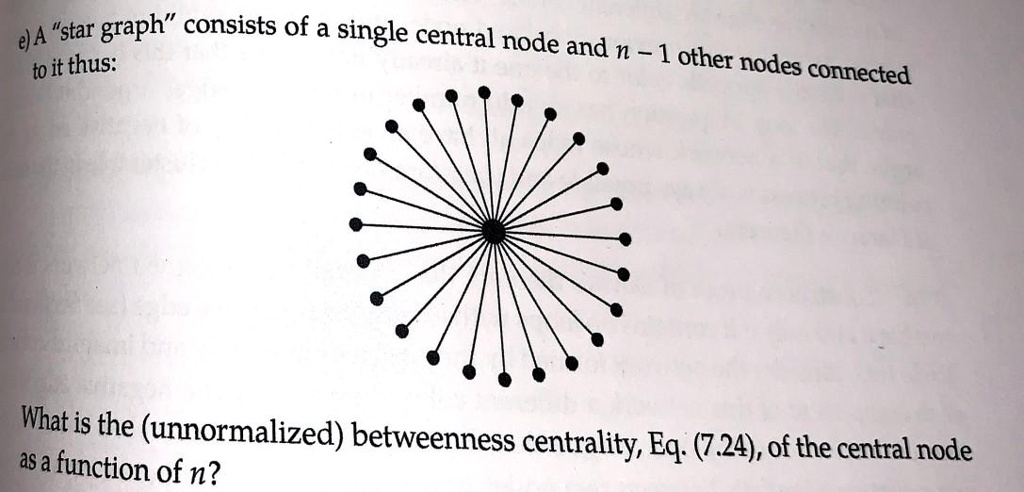 SOLVED: A "star graph" consists of a single central node connected to n - 1 other nodes. What is ...