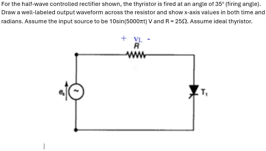 for the half wave controlled rectifier shown the thyristor is fired at ...