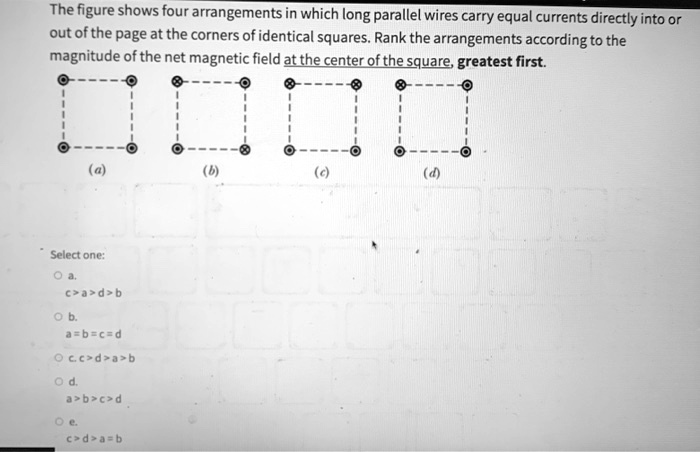 The Figure Shows Four Arrangements In Which Long Parallel Wires Carry
