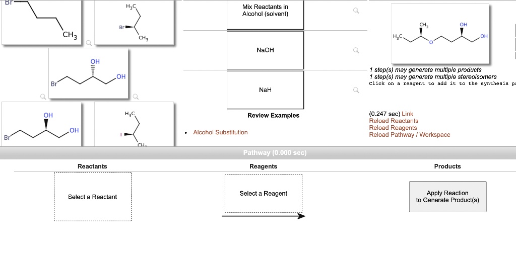SOLVED:H3C Mix Reactants in Alcohol solvent) CH3 CH3 NaOH OH step(s ...