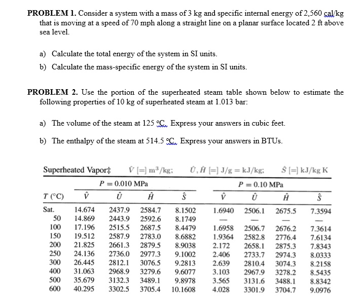 SOLVED PROBLEM 1 Consider System With Mass Of 3 Kg And Specific