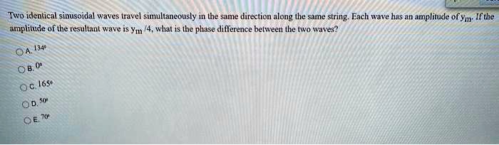 Two identical sinusoidal waves travel simultaneously the...