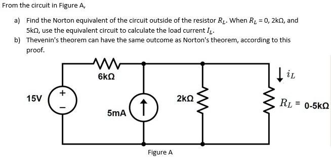 SOLVED: From the circuit in Figure A, Find the Norton equivalent of the circuit outside of the ...