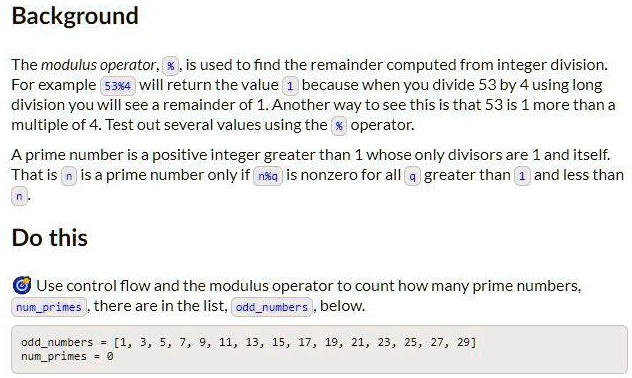 Background The modulus operator, %, is used to find the remainder ...