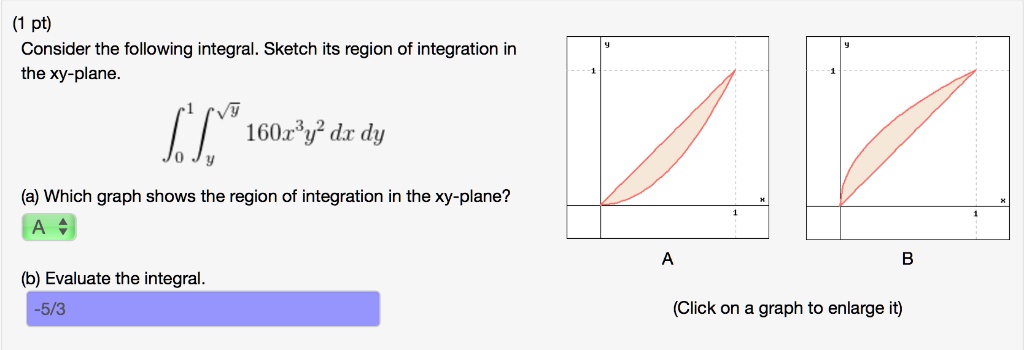 SOLVED: (1 pt) Consider the following integral. Sketch its region of ... SOLVED: (1 pt) Consider the following integral. Sketch its region of ...
