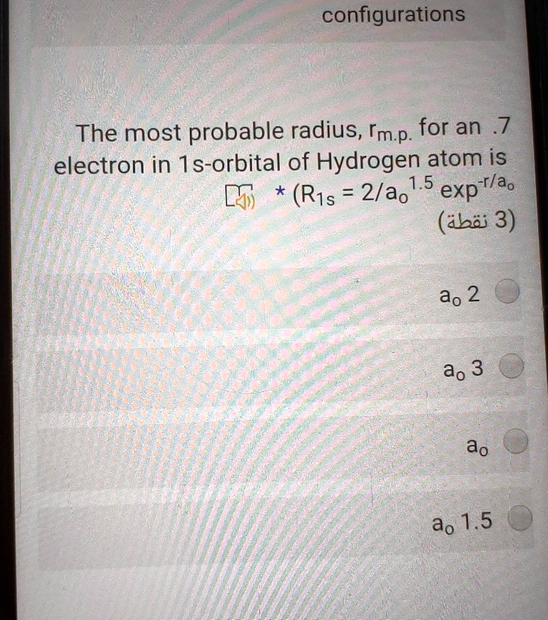 Solved Configurations The Most Probable Radius Kmp For An 7 Electron