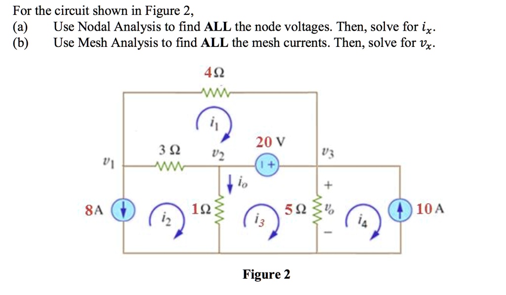 SOLVED: For the circuit shown in Figure 2. (a) Use Nodal Analysis to find ALL the node voltages ...