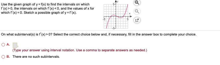 SOLVED:Use the given graph of y = f(x) to find the intervals on which (x) > 0, the intervals on ...