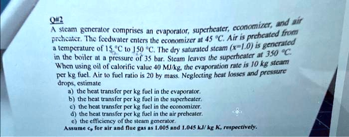 Q#2 A steam generator comprises an evaporator, superheater, economizer ...