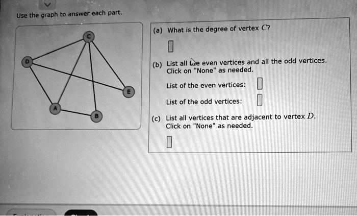 Solved Use The Graph To Answer Each Part What Is The Degree Of Vertex List All E Even Vertices 3061