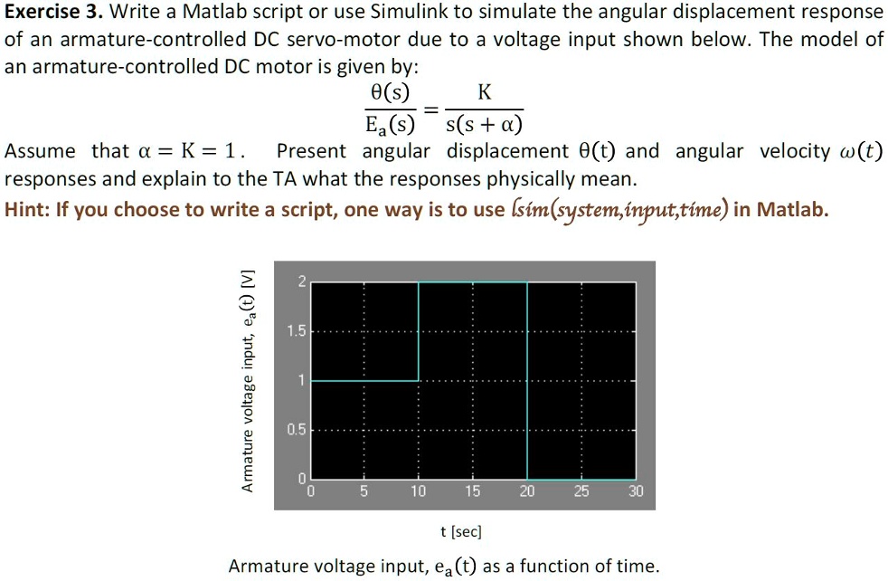 Solved Exercise 3write A Matlab Script Or Use Simulink To Simulate The Angular Displacement
