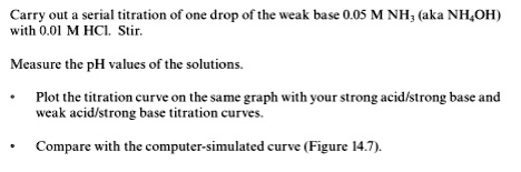 SOLVED: Catty Out serial titration of one Arop of the Weak base 0.05 M ...