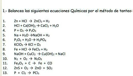 Solved Balancea Las Siguientes Ecuaciones Químicas Por El Método De