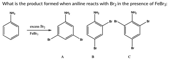 What is the product formed when aniline reacts with Br2 in the presence ...