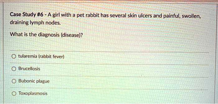 case study 6 a girl with a pet rabbit has several skin ulcers and ...