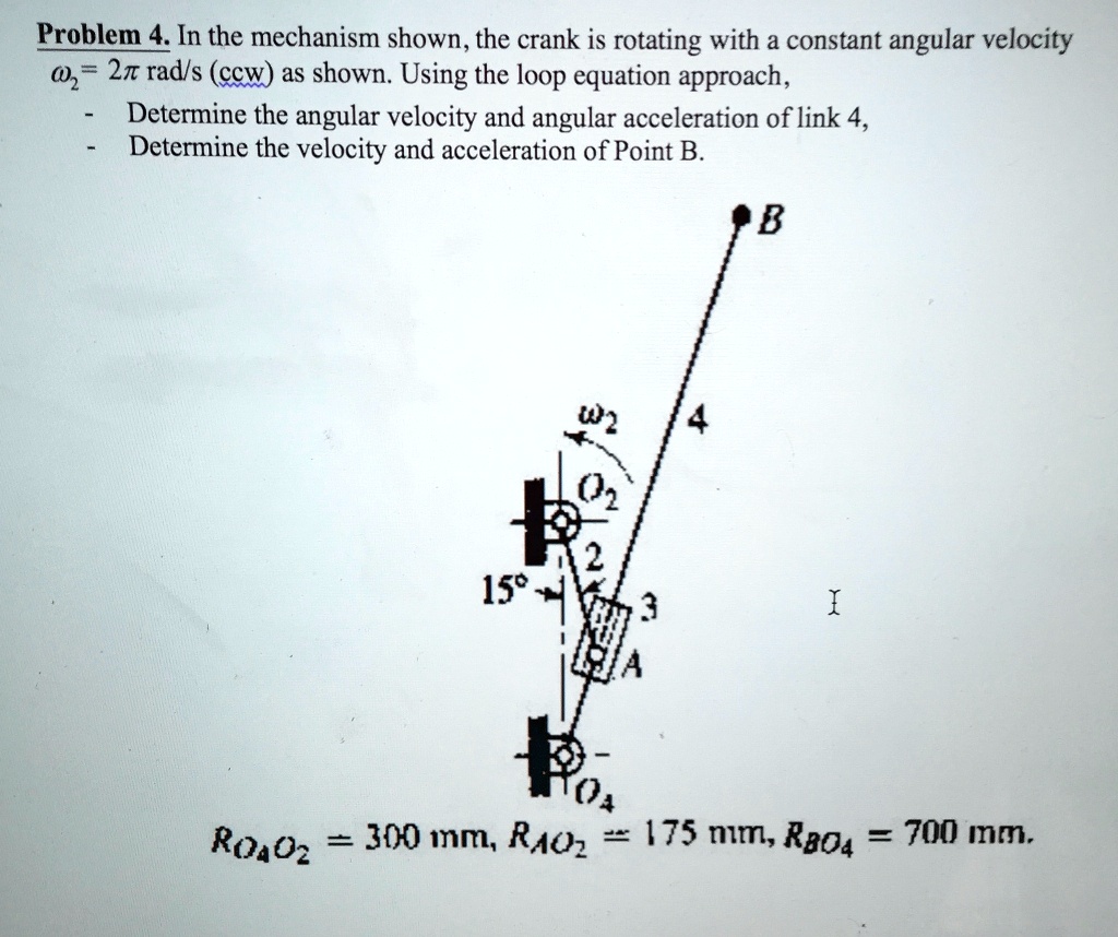 SOLVED: Problem 4. In the mechanism shown, the crank is rotating with a constant angular ...