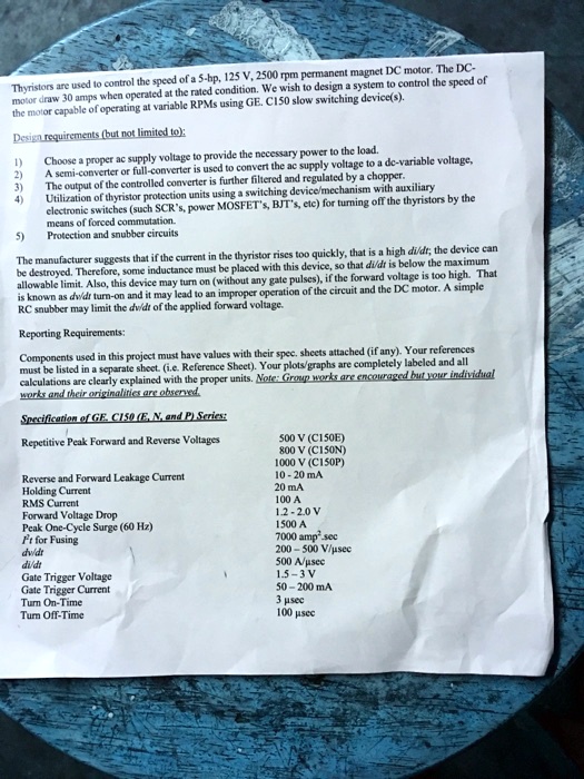 The motor is capable of operating at variable RPMs using GE C150 slow ...