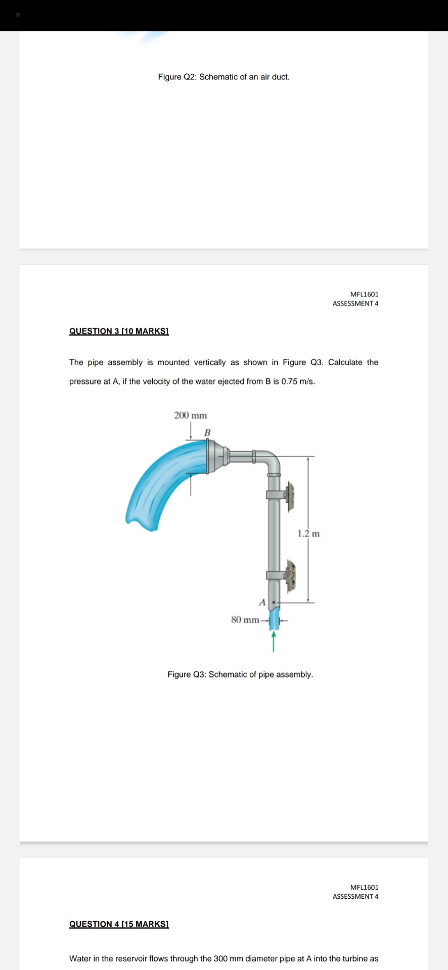 figure q2 schematic of an air duct mfl1601 assessment 4 question 310 ...