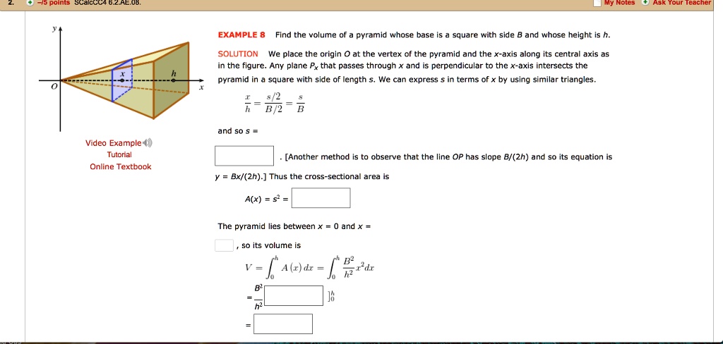 SOLVED: Points Scale- Notes Your teacher EXAMPLE 8: Find the volume of ...