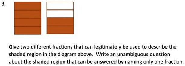 give two different fractions that can legitimately be used to describe ...