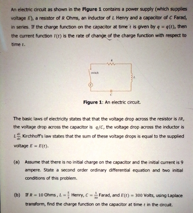 An electric circuit as shown in the Figure 1 contains a power supply (which supplies voltage E ...