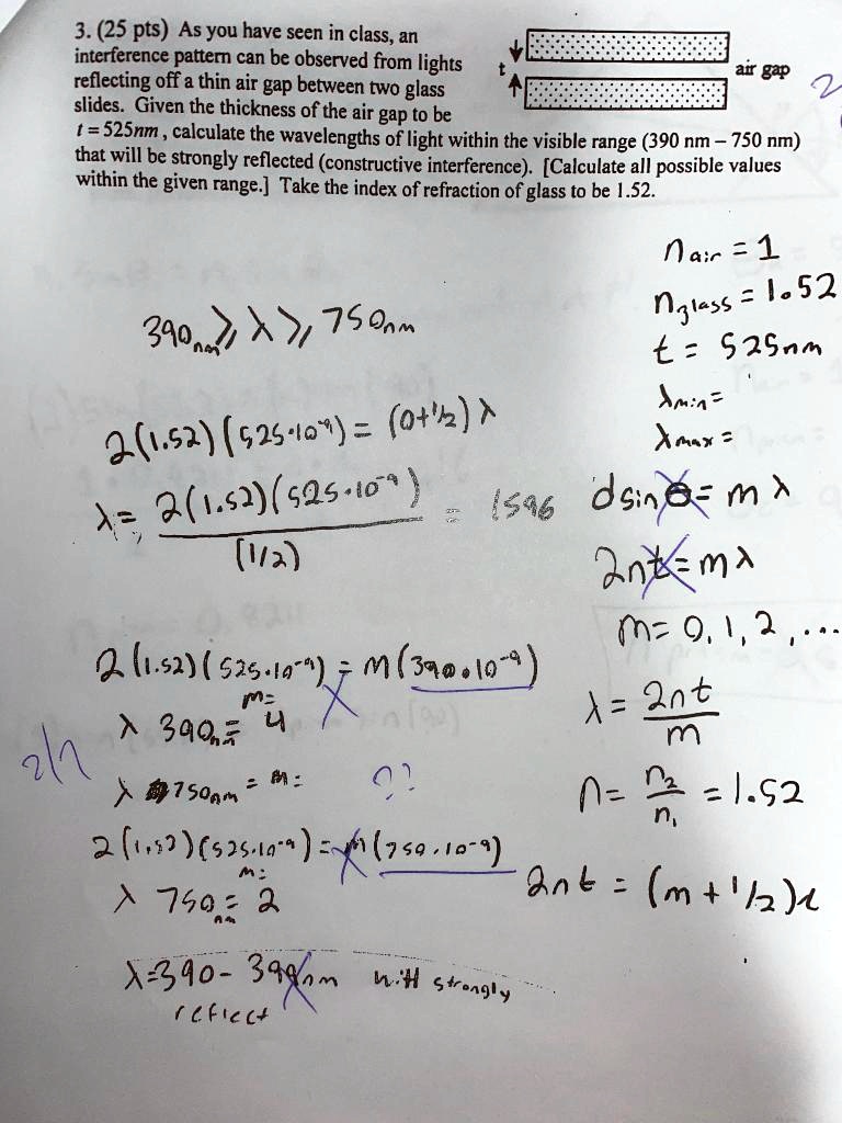 SOLVED: (25 pts) As you have seen in class, an interference pattern can ...