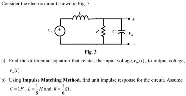SOLVED: Consider the electric circuit shown in Fig.3. Fig.3 a) Find the differential equation ...