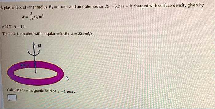 SOLVED: A plastic disc of inner radius R = 1 mm and an outer radius R ...
