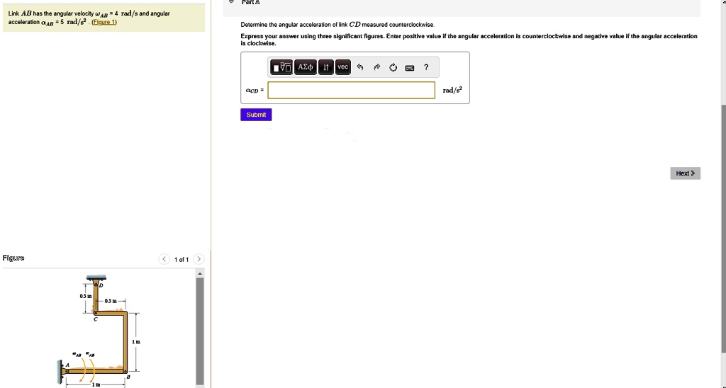Link AB has the angular velocity ωAB = 4 rad/s and angular acceleration αAB = 5 rad/s². (Figure ...