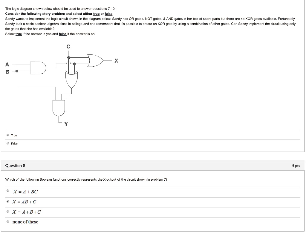 SOLVED: The logic diagram shown below should be used to answer ...
