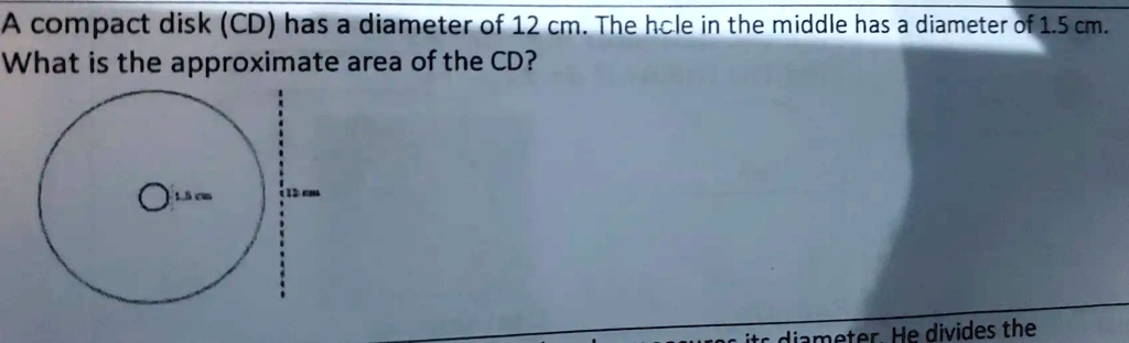 SOLVED: A compact disk (CD) has a diameter of 12 cm. The hole in the ...