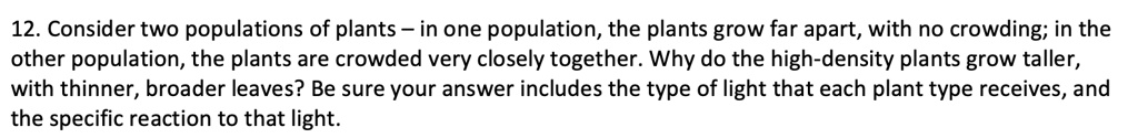 SOLVED: 12. Consider two populations of plants in one population, the ...