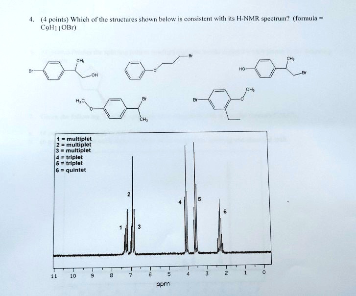[GET ANSWER] 4 points which of the structures shown below consistent with its h nmr spectrum ...