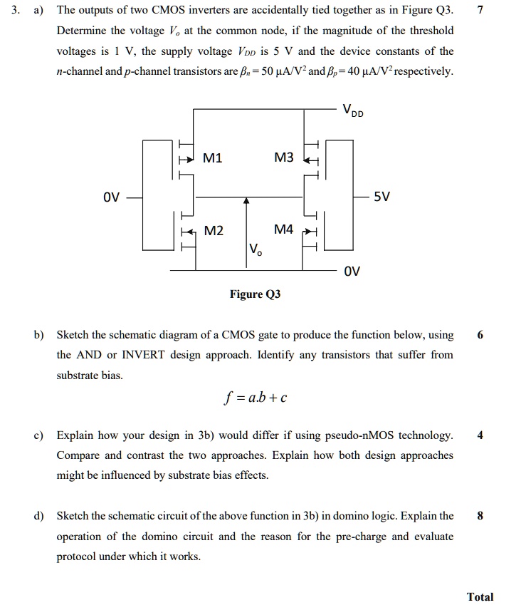 SOLVED: The outputs of two CMOS inverters are accidentally tied ...