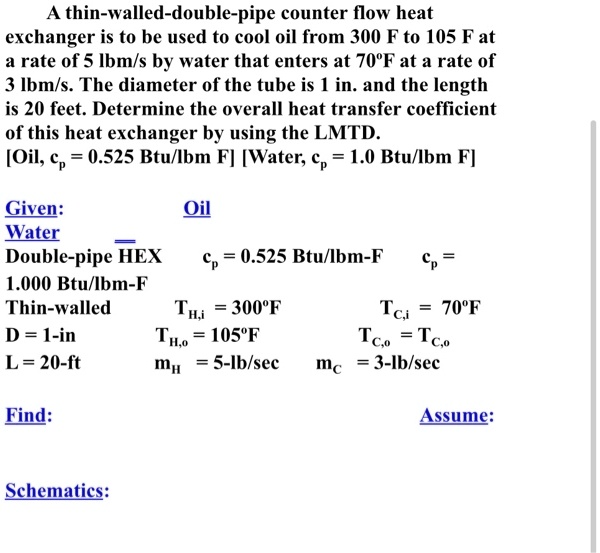 A thin-walled-double-pipe counter flow heat exchanger is to be used to cool oil from 300 F to ...